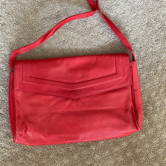 Bags | Red Leather Shoulder Strap Purse | Poshmark